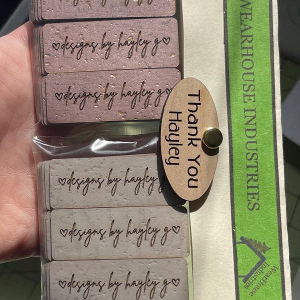 Qty. 25 Custom Laser Engraved Cork Fabric Labels, Knitting Labels, Cork ...
