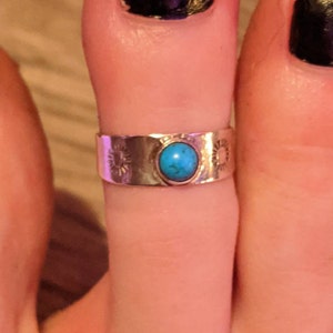 Solid Silver TURQUOISE Toe Ring Natural Gem Jewelry Gift for Her US 3 ...