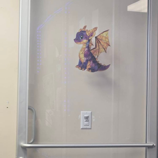 Dragon Stained Glass Window Cling Decal Sticker Window Film Dragoncore ...