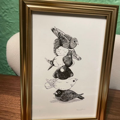 Art Print pigeon Stack 4x6 Pigeon Dove Cute Bird Illustration - Etsy