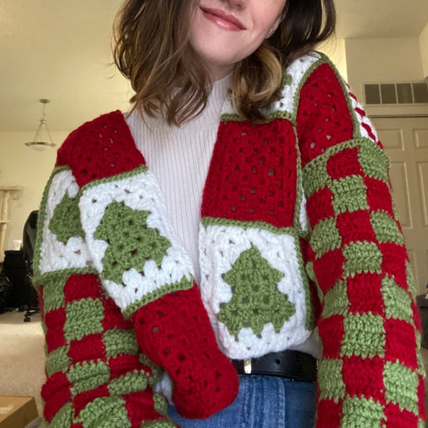 Christmas Crochet Cardigan Pattern: PDF Crochet Cardigan Pattern, Holiday Sweater, Size ...