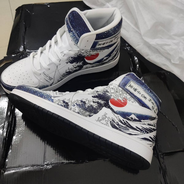 Great Wave off Kanagawa High Tops, Wave off Kanagawa Shoes, Katsushika ...