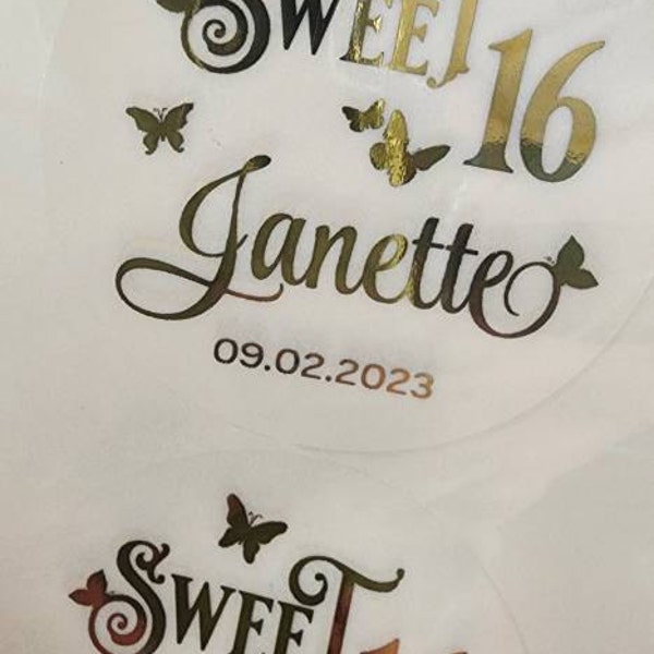 Foil Sweet Sixteen Stickers: Personalized Party Favor Labels - Etsy