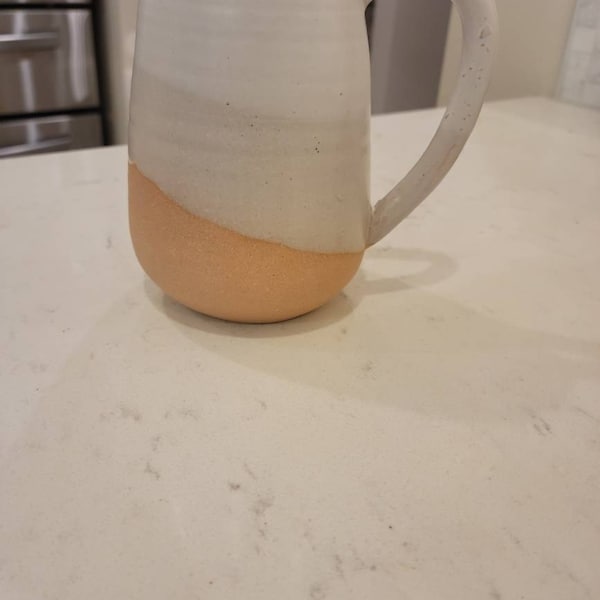 Tall Round-bottom Mug - White and Buff - Handmade Ceramic Coffee Mug - Etsy