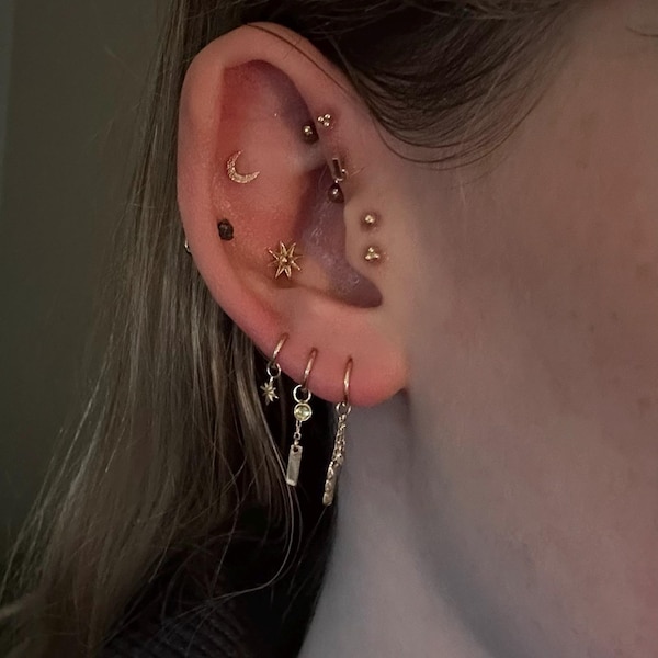 14K Solid Rose Gold 24g 22g 20g 18g 16g 6mm 7mm 8mm 9mm 10mm 11mm 12mm 13mm 14mm Ring Daith ...