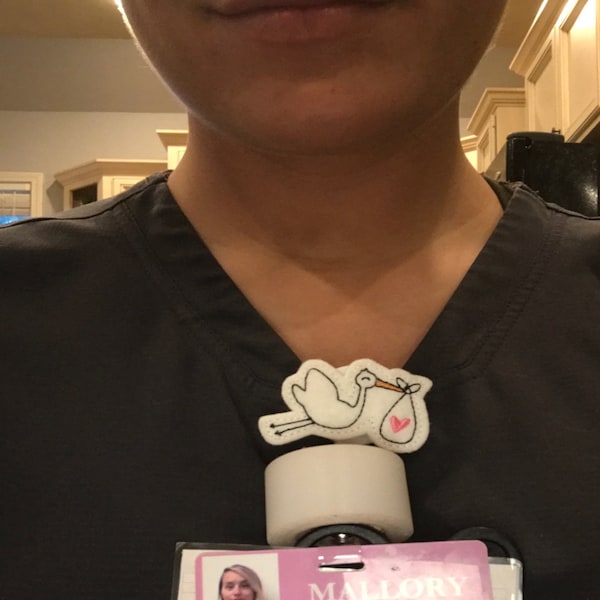 Stork Badge Reel / Nurse Badge Reel / OBGYN / Retractable ID Badge ...