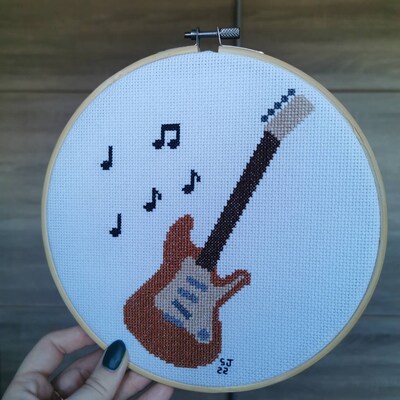 Cross Stitch Pattern Electric Guitar, Modern Cross Stitch, Music, PDF ...