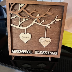 Family Tree Hanging Heart 3D Wall Hanging Decoration or Gift With Stand ...