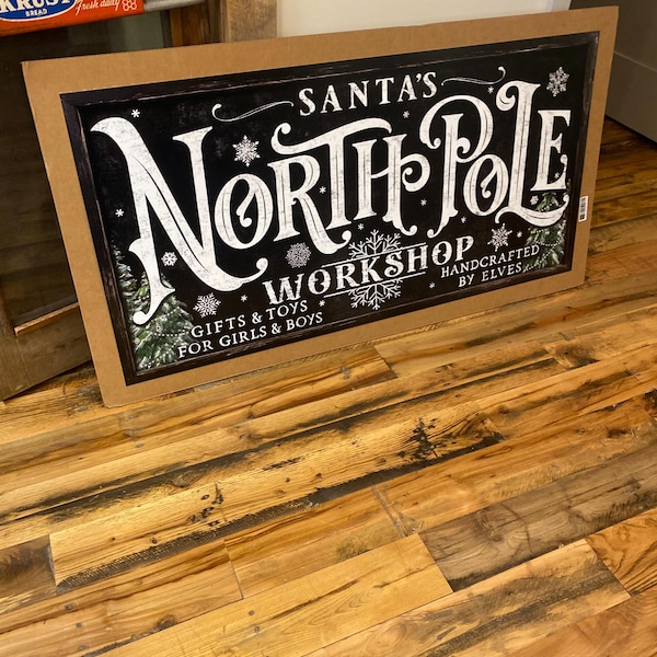 Santa's North Pole Workshop Sign Christmas Sign Personalized Holiday ...