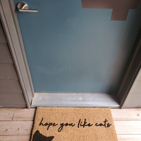 Hope You Like Cats Door Mat, Peeking Cat Mat, Housewarming Gift, Cat ...