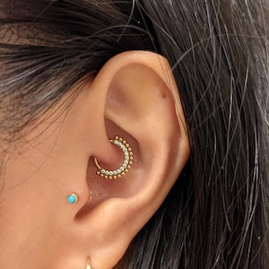 14kt Solid Gold Helix Cartilage Piercing Clicker Ring With | Etsy