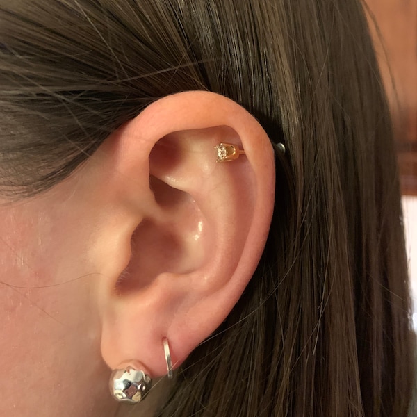 Tiny Hugging Hoop Studs Sterling Silver Hug Earrings Hugger Hoops ...