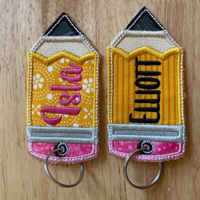 In the Hoop Pencil Vertical Tag Digital Machine Embroidery Applique ...