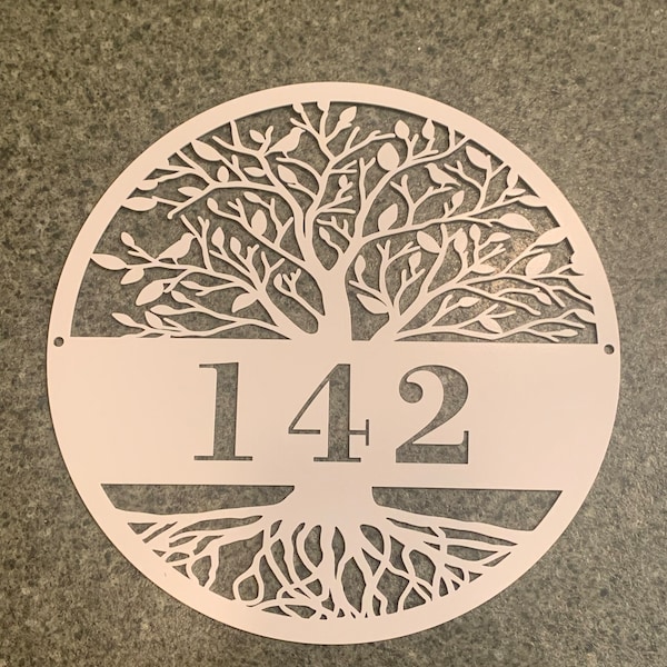 Personalized Tree of Life Metal Sign Custom Number Tree Address Sign ...
