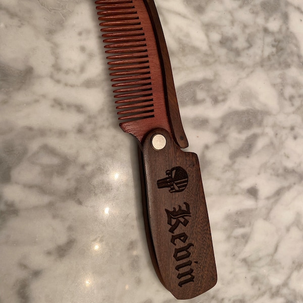 Personalized Folding Wood Comb - Mens Beard, Mustache and Hair, Mens ...