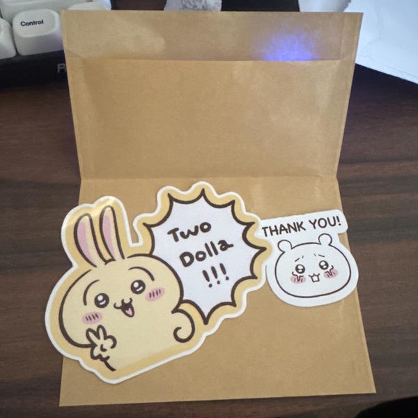 Chiikawa Usagi Sticker: "two Dolla!" Waterproof Vinyl Die-cut - Etsy