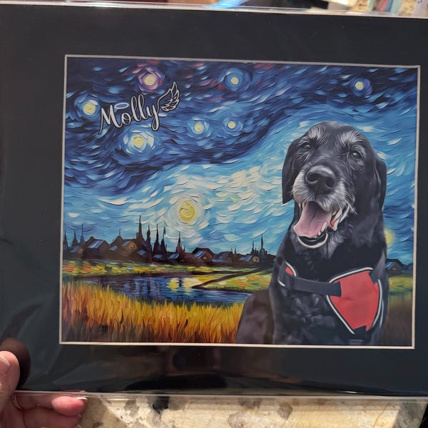 Vincent Van Gogh Starry Night Tabby Cat Framed Wall Art, Optional ...