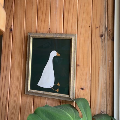 Silly Goose Wall Art, Cute Goose Poster, Dark Green Boy Nursery Decor ...