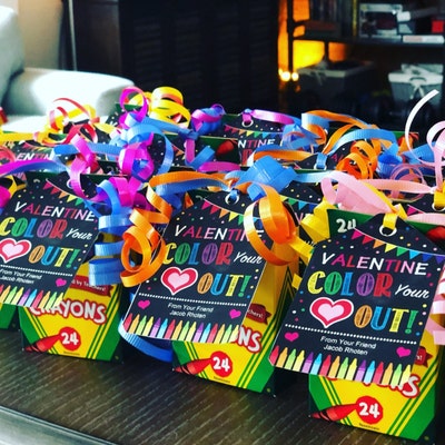 EDITABLE Crayon Valentine's Day Gift Tags, Friend Classroom, Color Your ...
