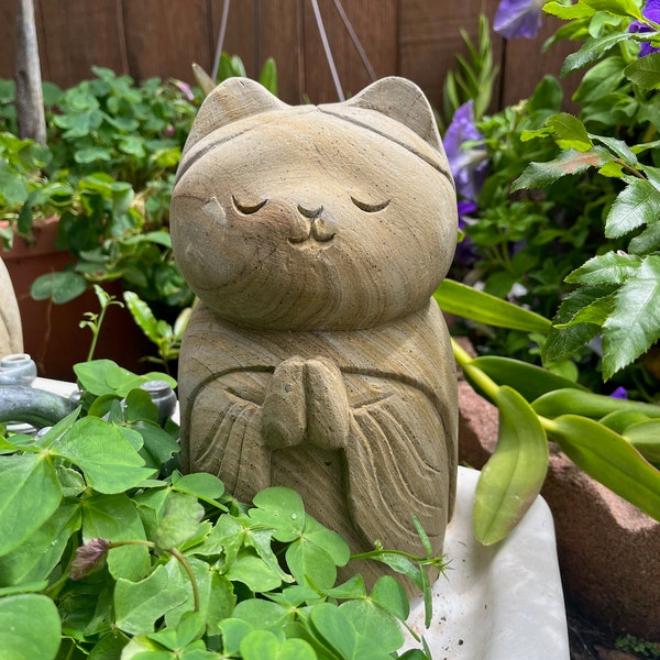Cat Meditate 7.8"inch / 20 Cm, Jizo Statue, Cat Jizo, Cat Lover ...
