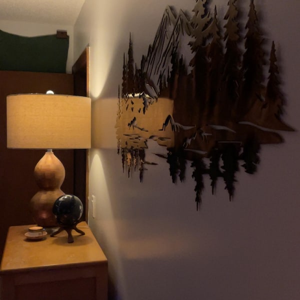 Copper Plated Mountain Reflections Metal Wall Art - Etsy