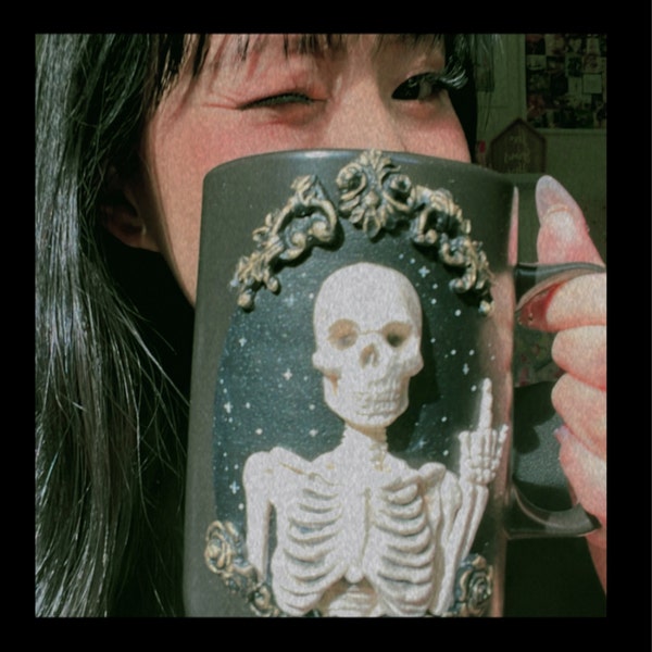 Skeleton Mug | Skull Mug | FU Black | Supernatural | Horror Movie Gifts ...