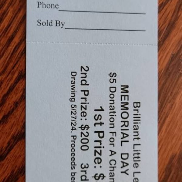 1,000 Custom Printed Raffle Tickets for Your Fundraiser. Card Stock of ...