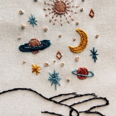 Embroidery PDF Pattern With Video Tutorials Handful of Stars Modern ...