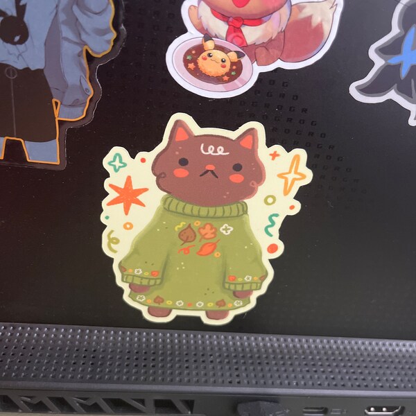 Sweater Weather Cat - Matte Vinyl Sticker | Digital Art, Stickers ...