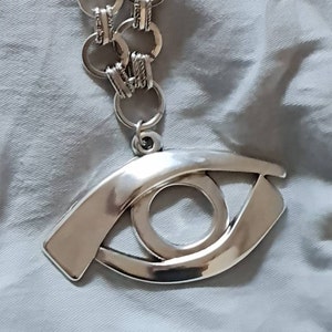 Silver Large Evil Eye Protection Necklace, Antique Silver Chunky Chain ...