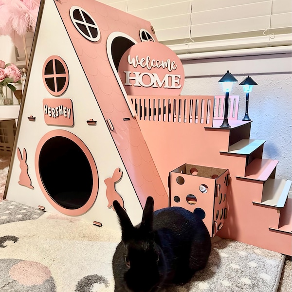 Modern Two-story Rabbit House: Indoor Bunny Castle - Etsy