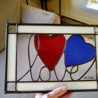 Two Hearts, One Love Stained Glass PDF Pattern - Etsy