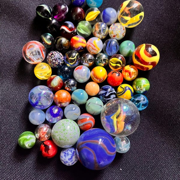Set of 5 tiger Shark Mega Marble Glass Marbles, 5/8 16mm, Iridescent ...
