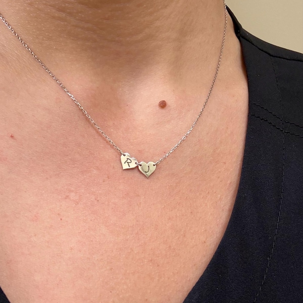 Sideways Heart Initial Necklace, Personalized Sideways Necklace, Custom ...