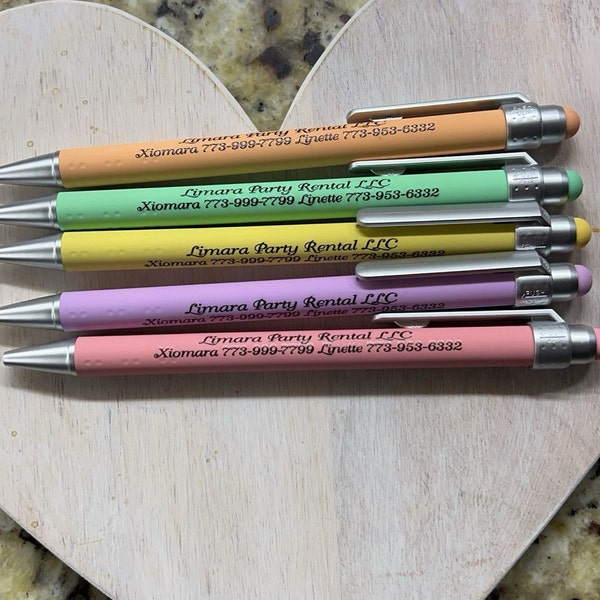 12 Custom Printed Pastel Bright Vibes Imprinted Pens Personalized ...