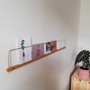 Photo, Polaroid & Postcard Shelf in Solid Chestnut Wood and Solid Brass ...