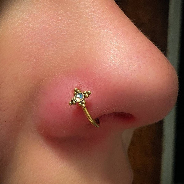 Surgical Steel Nose Hoop Opal, Nose Piercing, Nose Ring Hoop, Nose ...