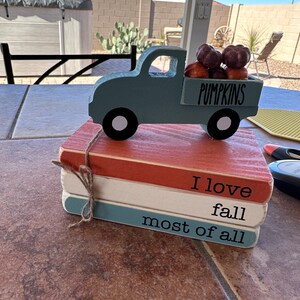 Fall Mini Book Bundle, Pumpkin Truck, Tiered Tray, Book Stack, Wooden ...