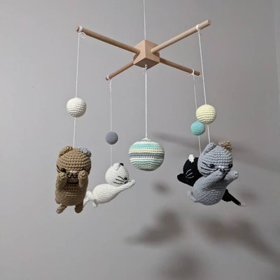 UNISEX Kitten Baby Mobile, Kitten Mobile Nursery, Baby Mobile Meow Meow ...