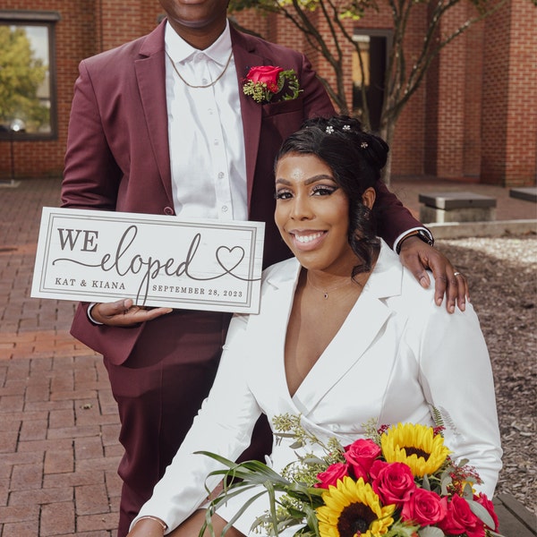 We Eloped Sign, We Eloped Wooden Wedding Signs, Elopement Announcement ...
