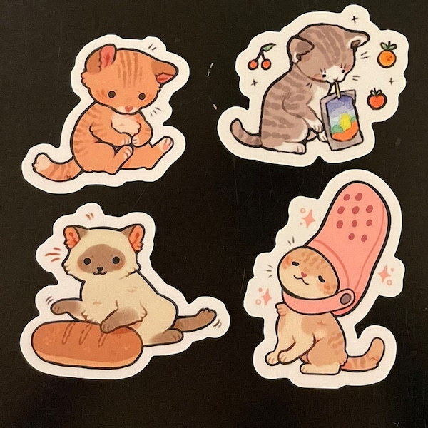 Feline Friends Sticker Set of 4 / Cat Meme Stickers / Kitten Stickers ...