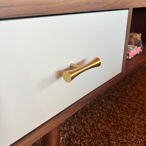 Solid Brass, Mid-century Modern Cabinet Knob, Brushed Brass Gold ...