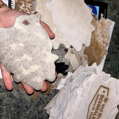 Cowhide Wedding Favors for Guests Real Cowhide Coasters Brown and White ...
