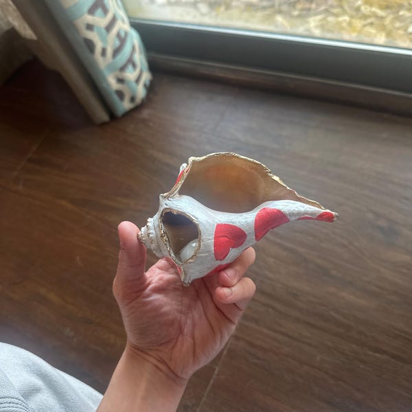 Large Hand Decorated Floral Decoupage Painted Scallop Shell Gift ...