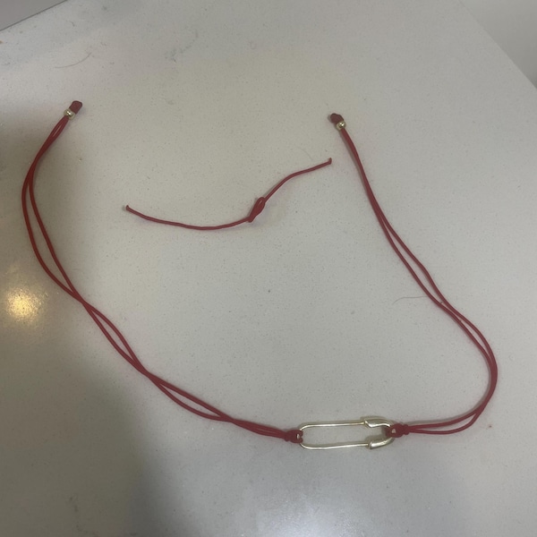 925 Safety Pin, Red String Bracelet, Paper Clip Bracelet, Minimal Gold ...