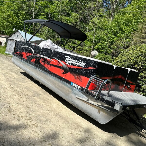 Red Pontoon Boat Wrap Graphic Decal Kit - Many Sizes and Colors - Full ...