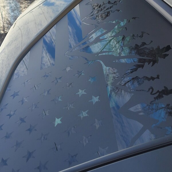 Fits 2019-2024 Subaru Forester Rear Side Window American Flag Mountain ...