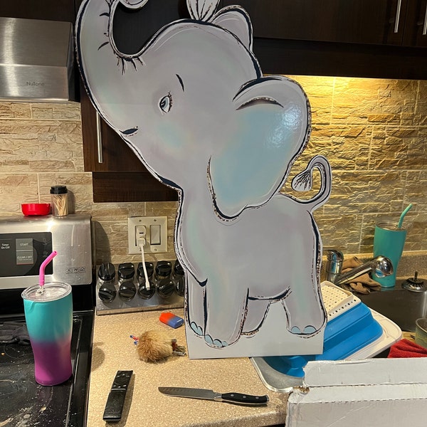 Blue Elephant Standee Baby Shower Character Prop Kids Party Decoration ...
