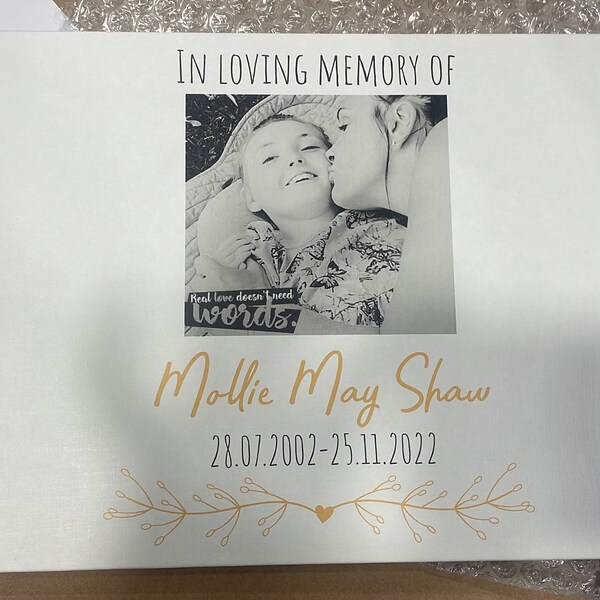 Personalised Memorial Memory Photo Condolence Funeral Guest Book | Book ...