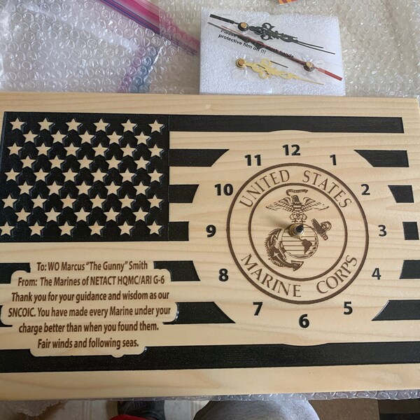 Custom Carved Military US Flag Clock - Etsy